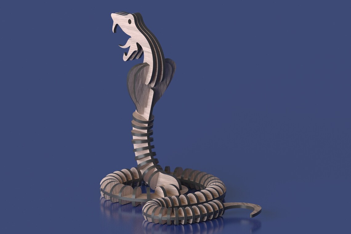 Snake 3D Puzzle SVG Laser Cut File - Engraving Template, Wooden Puzzle ...