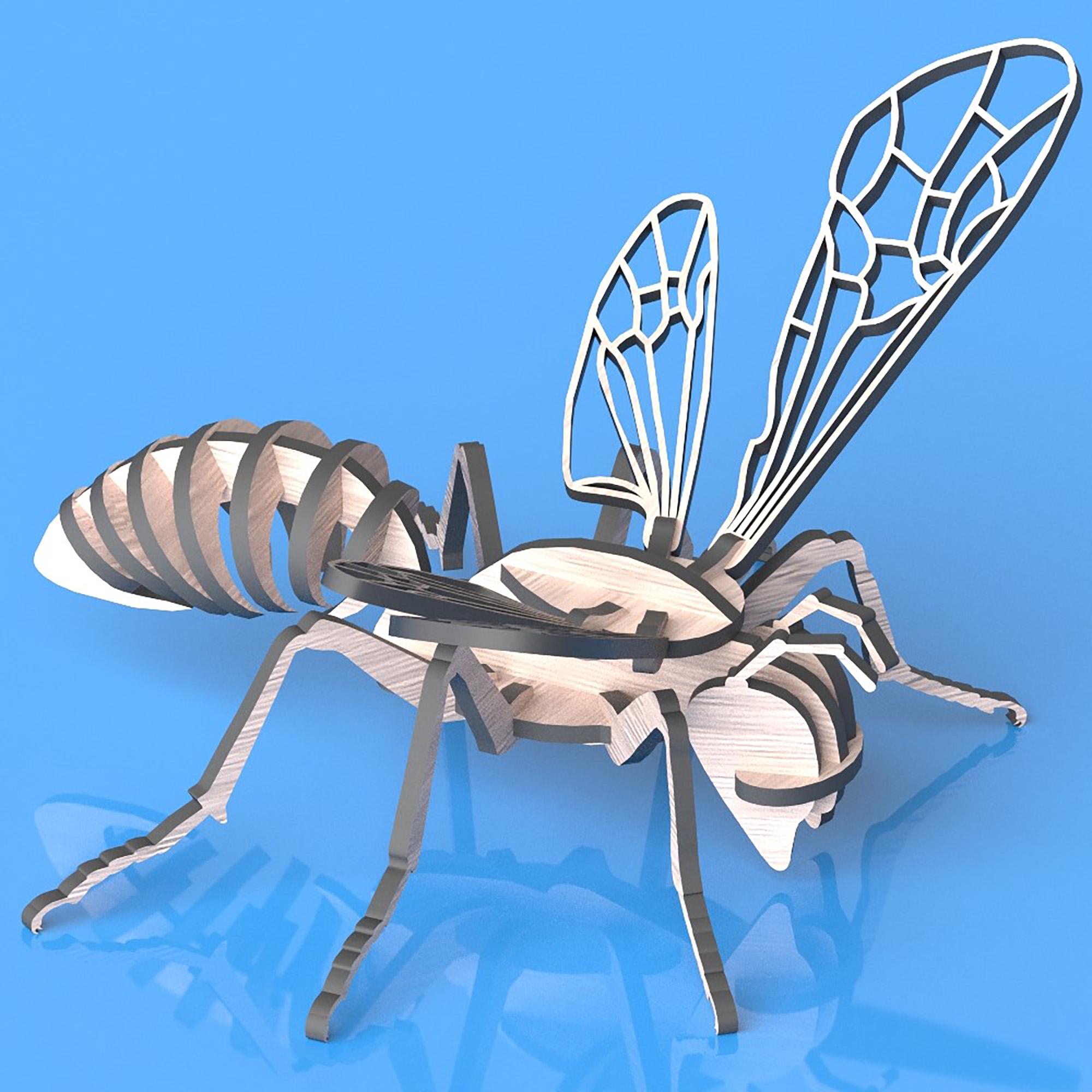 Small 3D Bee Puzzle – Laser Cut File DXF for CNC & Glowforge | Mini Bee ...