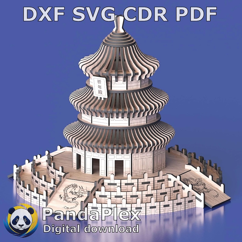 Sky Temple 3D Puzzle Laser Cut File – Svg Dxf Cdr Pdf CNC Vector ...