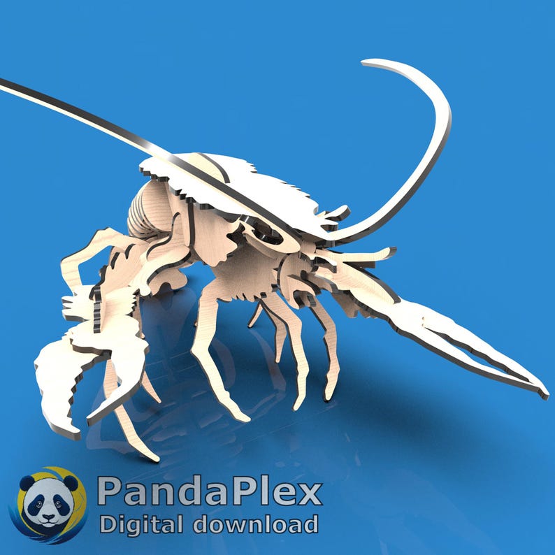 Lobster 3D Puzzle – Laser Cut File SVG DXF for CNC Glowforge | Wooden ...