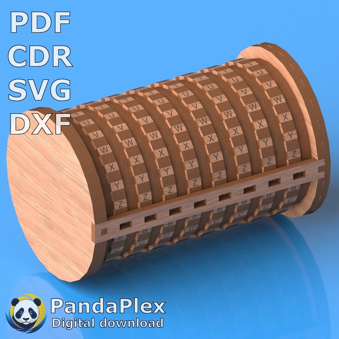 Cryptex Puzzle Box SVG Laser Cut File - Secret Code Lock, Wooden Puzzle ...