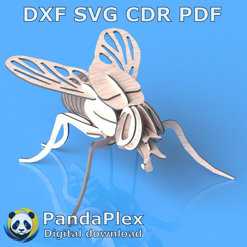 3D Fly Insect, Laser Cut File Svg Dxf Cdr Pdf, Vector Plan for Cnc ...