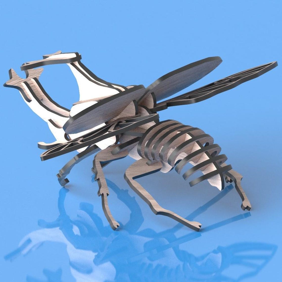 Rhinoceros Beetle 3D Puzzle SVG Laser Cut File - Wooden Insect Puzzle ...