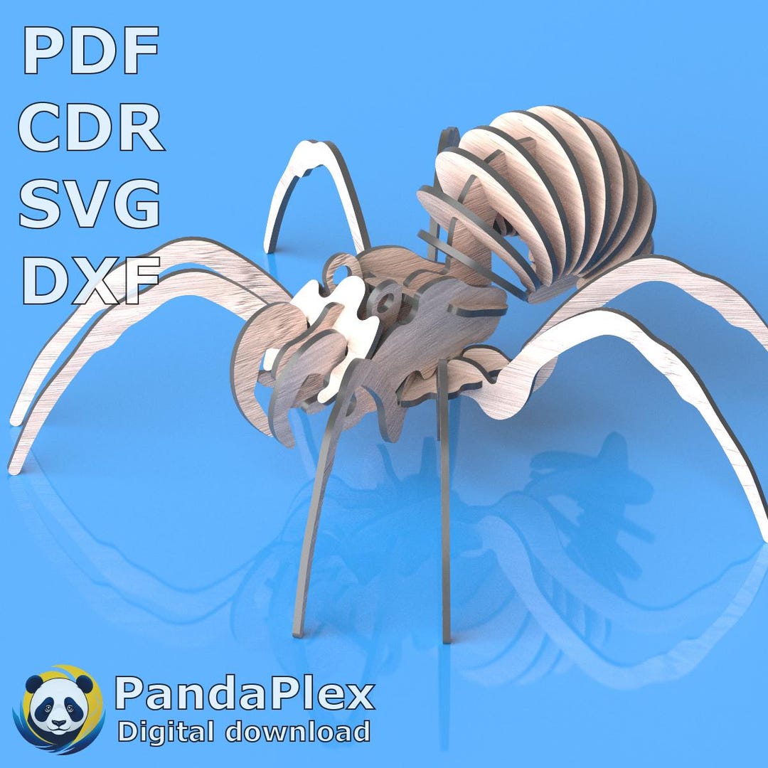 Spider 3D Puzzle SVG Laser Cut File Engraving Template, Wooden Puzzle ...