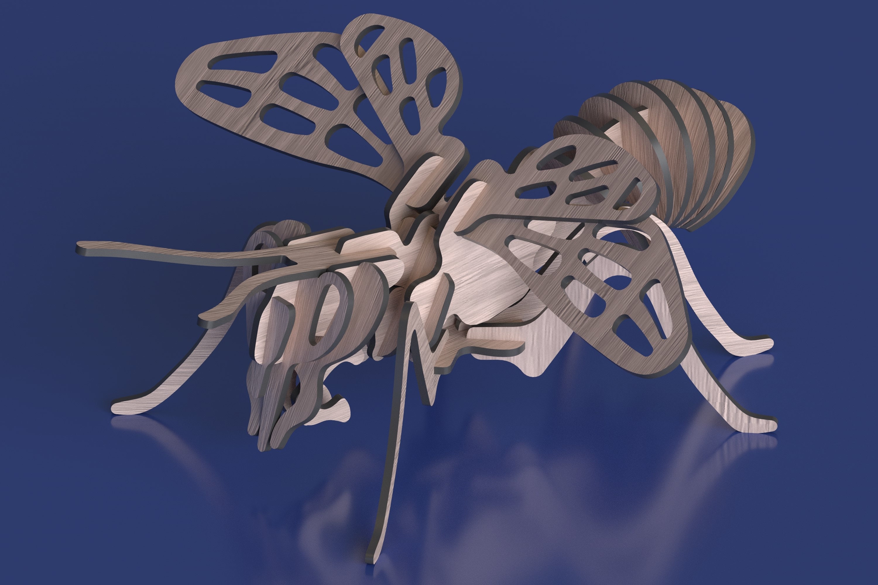 3D Bee Laser Cut File, 3D Puzzle Vector CNC Files, Wood and Steel ...
