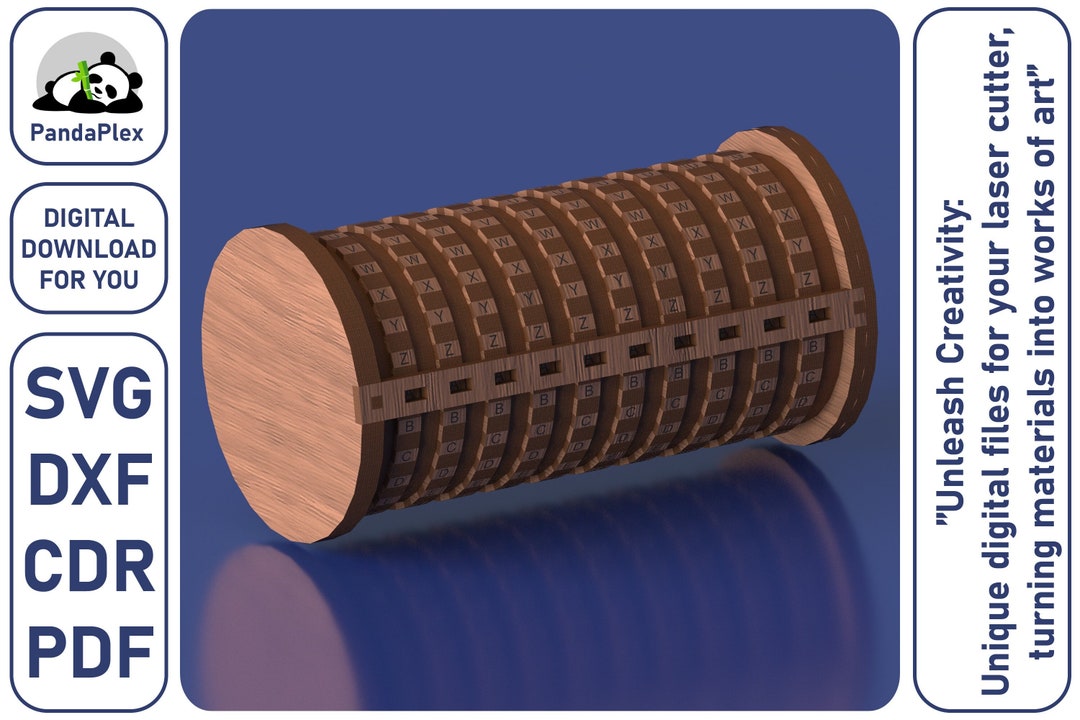 Cryptex Puzzle Box Laser Cut Files – Svg Dxf Cdr Pdf, CNC 3D Puzzle ...