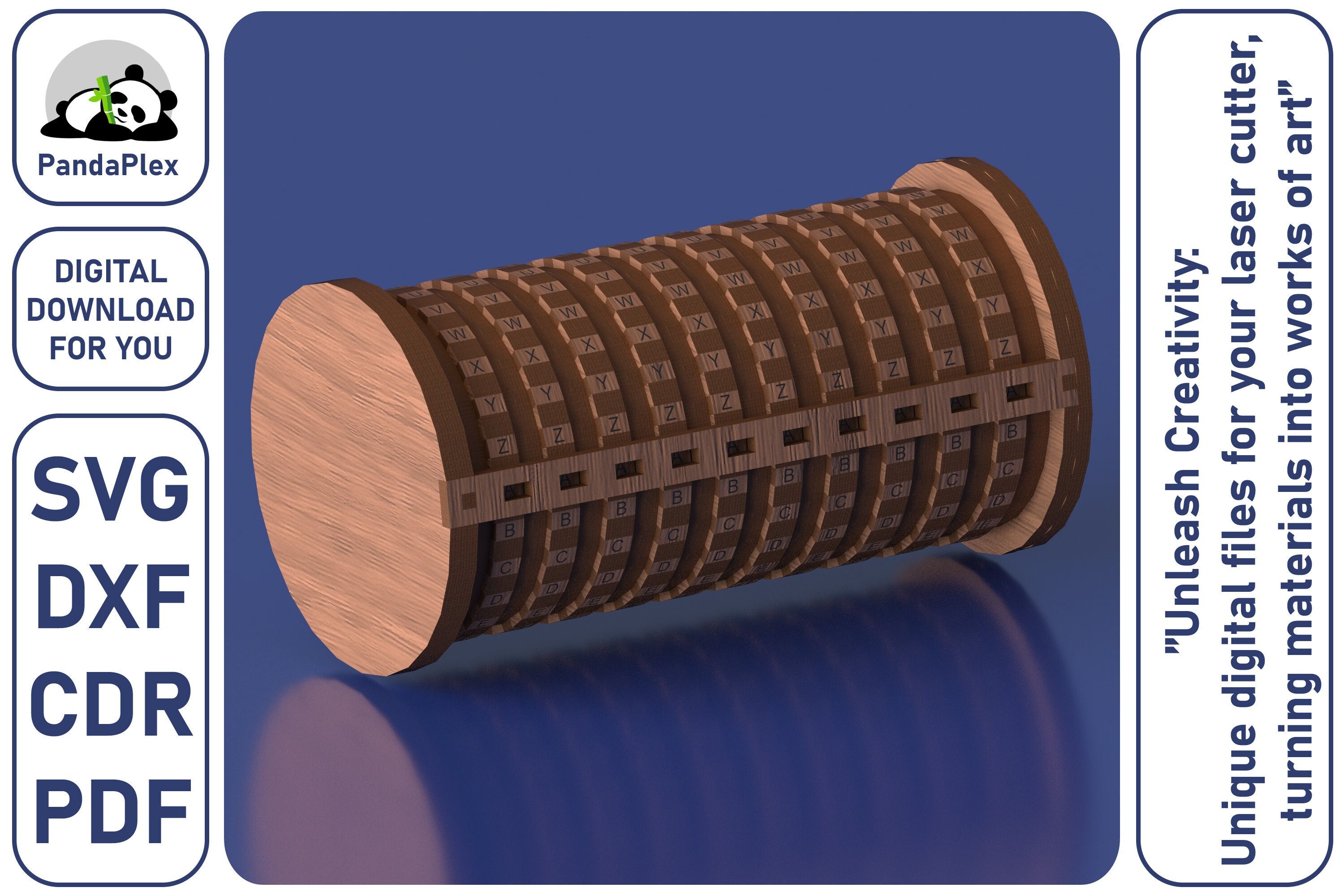 Cryptex Puzzle Box Laser Cut Files – Svg Dxf Cdr Pdf, CNC 3D Puzzle ...