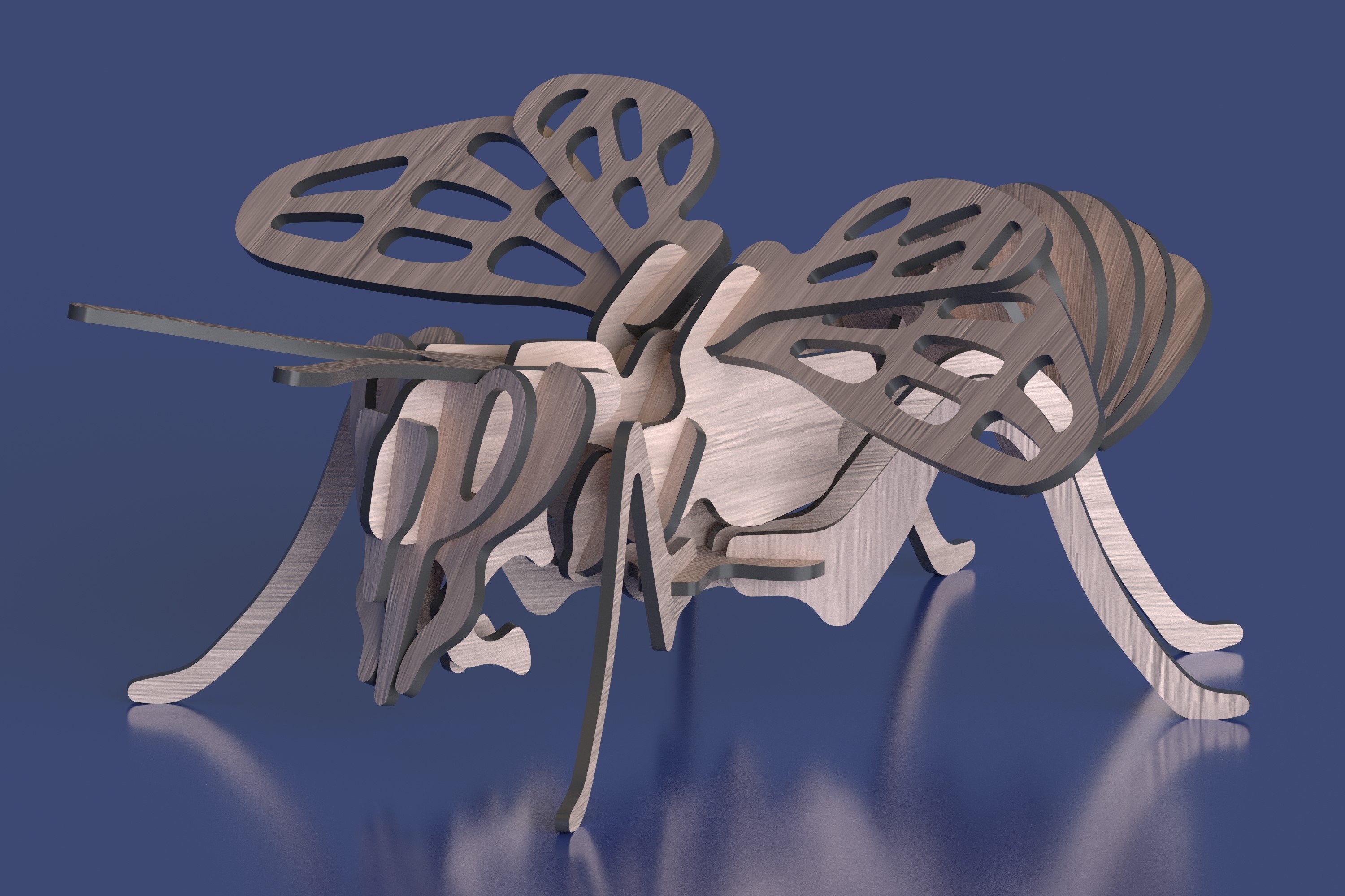3D Bee Laser Cut File, 3D Puzzle Vector CNC Files, Wood and Steel ...
