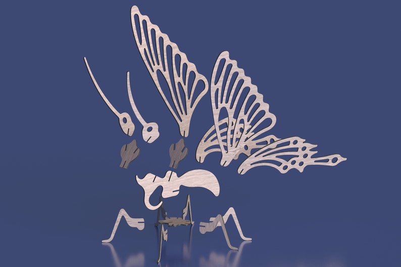 3D Butterfly Laser Cut File, Vector Plan for CNC, Woodworking and Steel Pattern - Svg Dxf Cdr ...