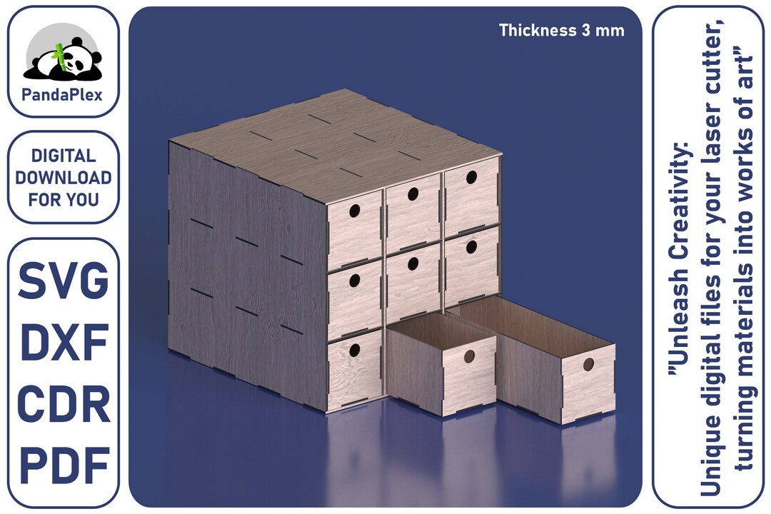 Drawer Chest of Drawers, 9 Drawers, Laser Cut File Svg Dxf Cdr Pdf ...