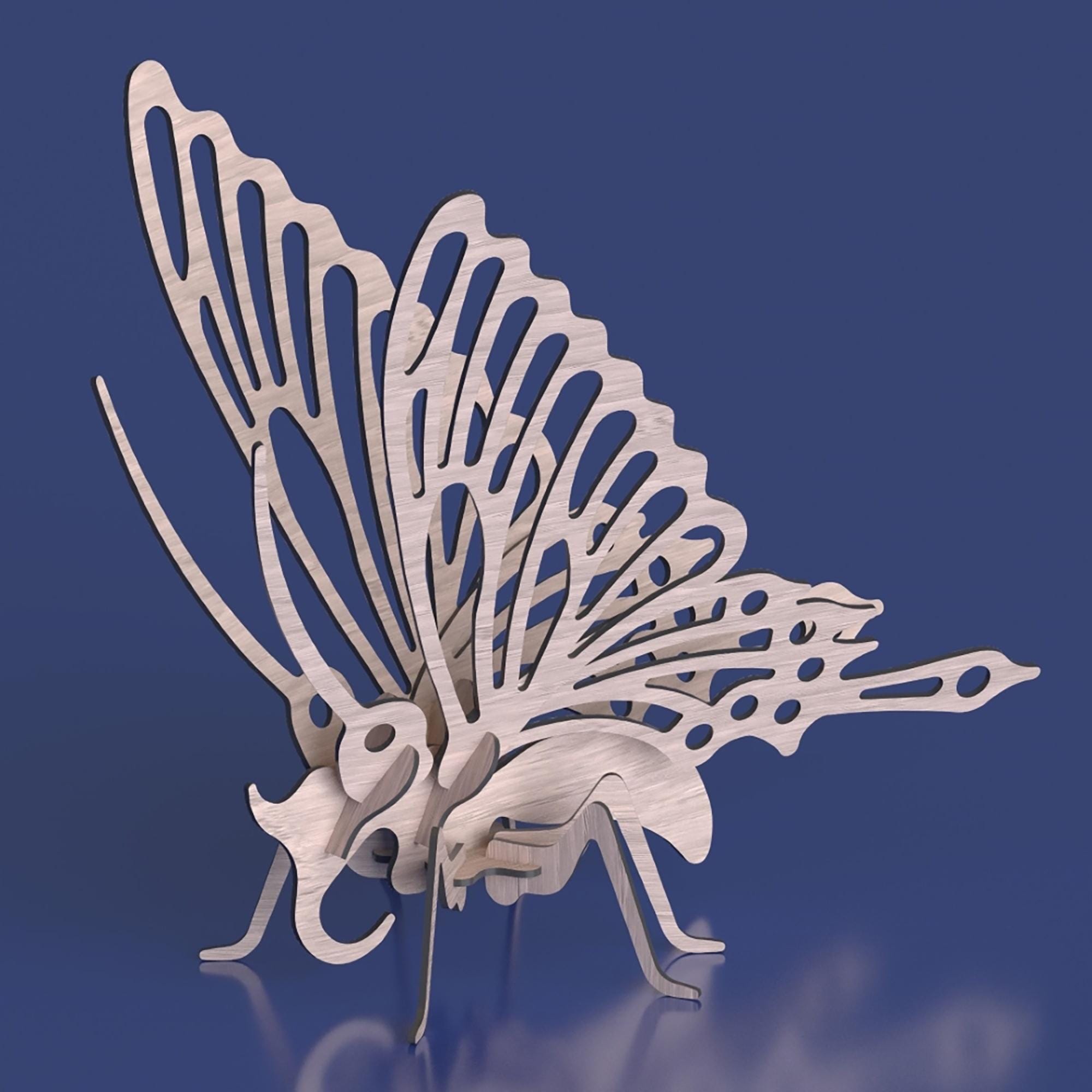 Butterfly 3D Puzzle SVG File – Insect Laser Cut Model, DXF CNC Vector ...