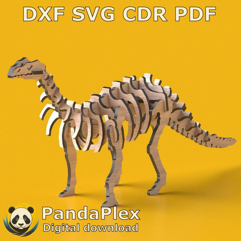 3D Brontosaurus Puzzle SVG | Laser Cut Dinosaur Model | 3mm CNC File ...