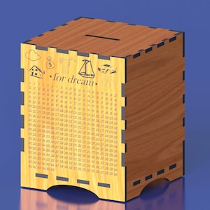 Money Box Laser Cut File – Puzzle Bank Svg Dxf, 3D Wood Box CNC Vector ...