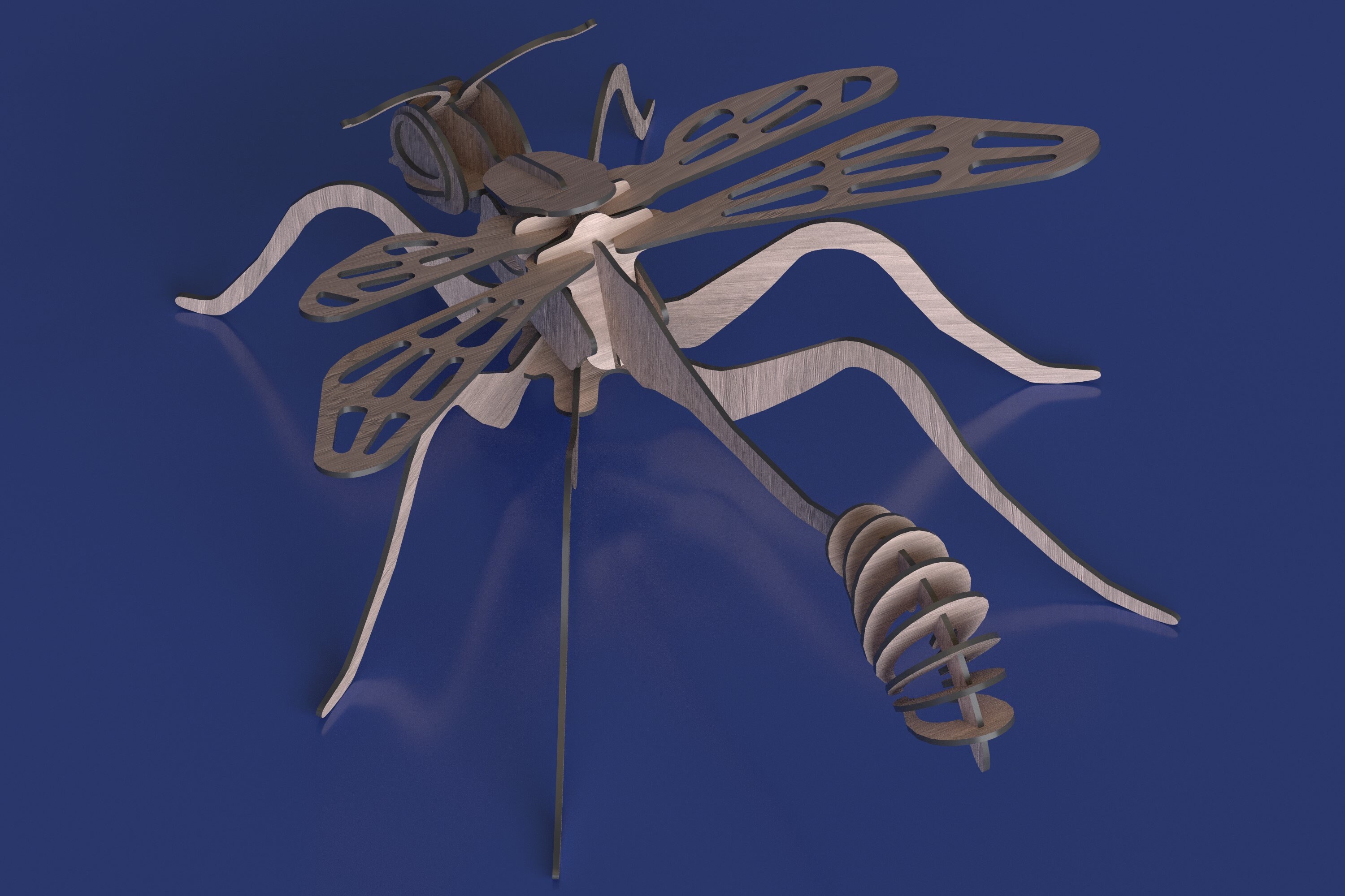 3D Wasp Laser Cut File, Vector Plan for CNC, Woodworking Pattern - Svg Dxf Cdr Pdf | 3d Puzzle ...