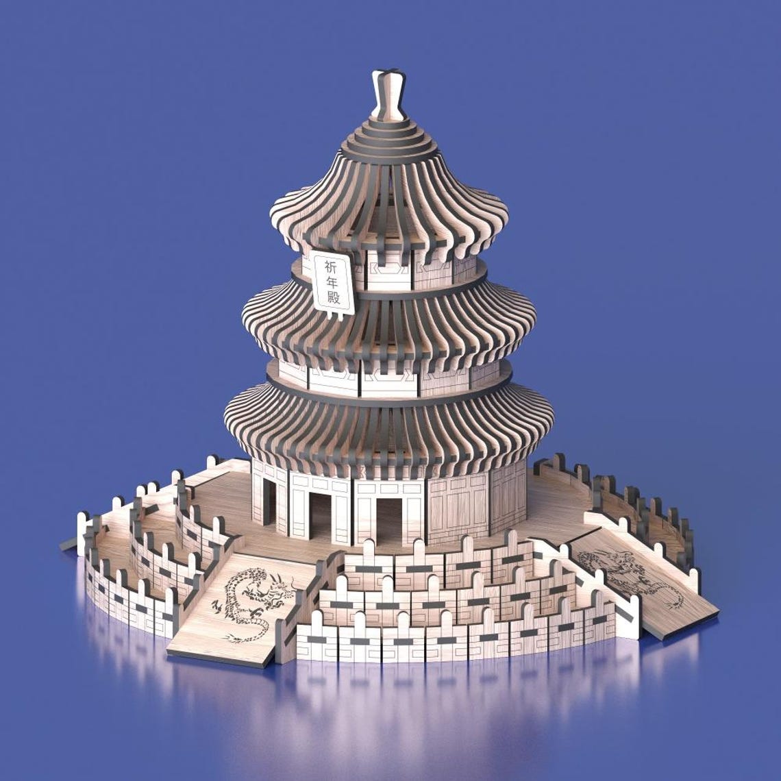Sky Temple 3D Puzzle Laser Cut File – Svg Dxf Cdr Pdf CNC Vector Template, Wooden Model for ...