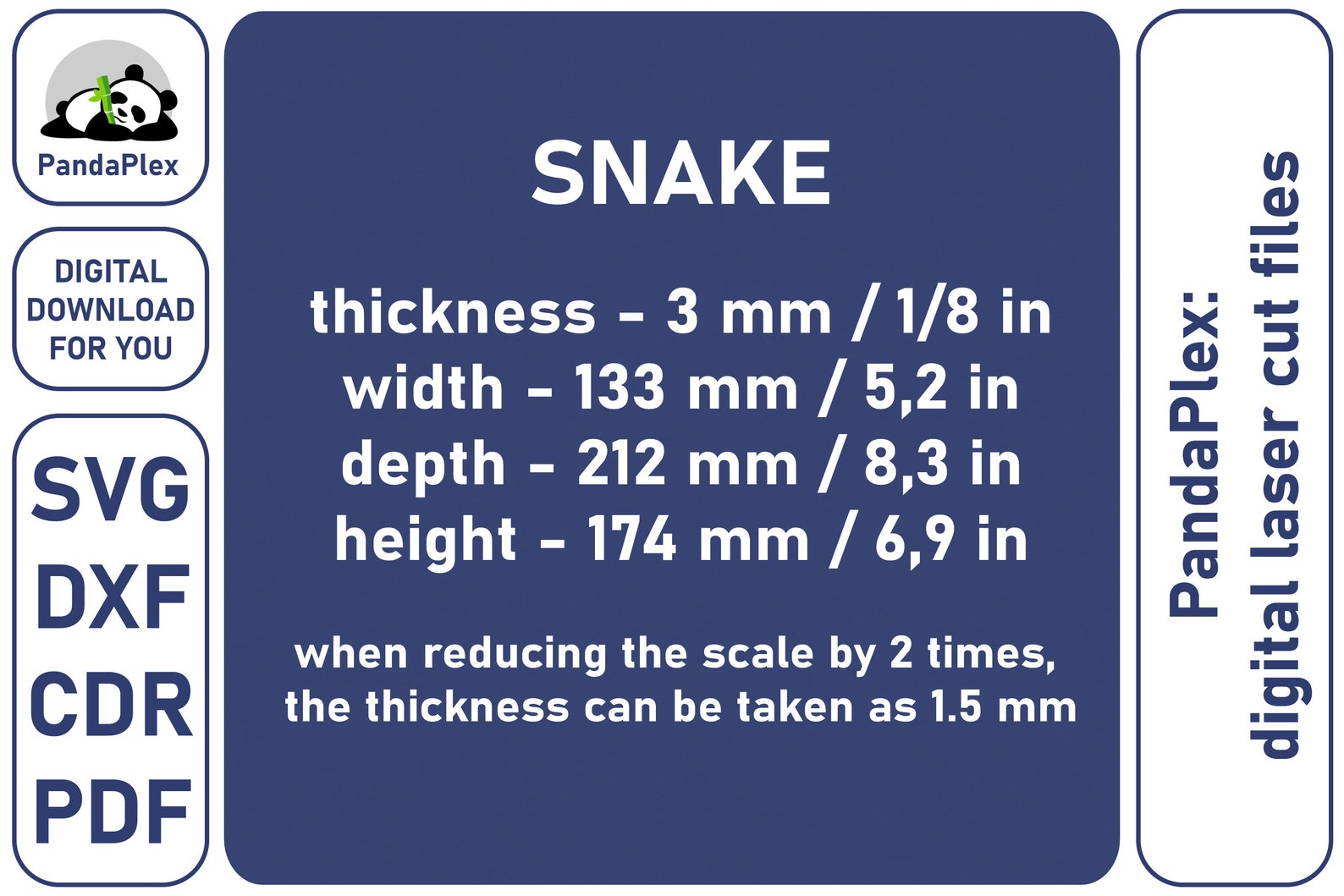Snake 3D Puzzle SVG Laser Cut File - Engraving Template, Wooden Puzzle ...
