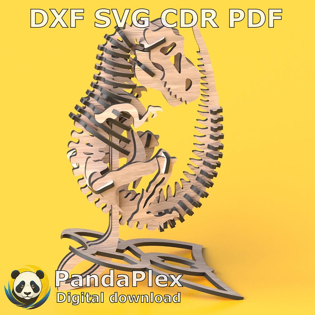 Baby T-rex 3D Puzzle – Laser Cut Files SVG DXF, Dinosaur Model for ...
