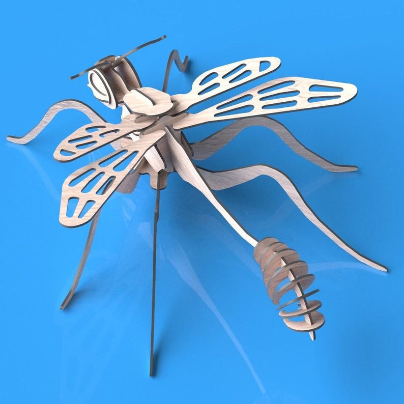 3D Wasp Laser Cut File, Vector Plan for CNC, Woodworking Pattern - Svg Dxf Cdr Pdf | 3d Puzzle ...