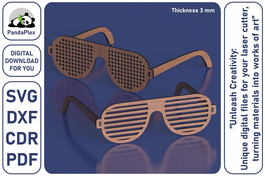 Wooden Glasses, Laser Cut File Svg Dxf Cdr Pdf, Vector Plan for Cnc ...
