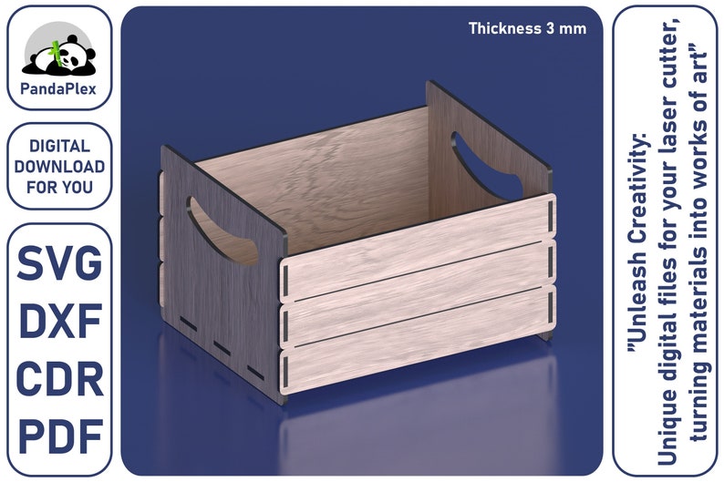 Wooden Hamper, Laser Cut File Svg Dxf Cdr Pdf, Vector Plan for Cnc ...