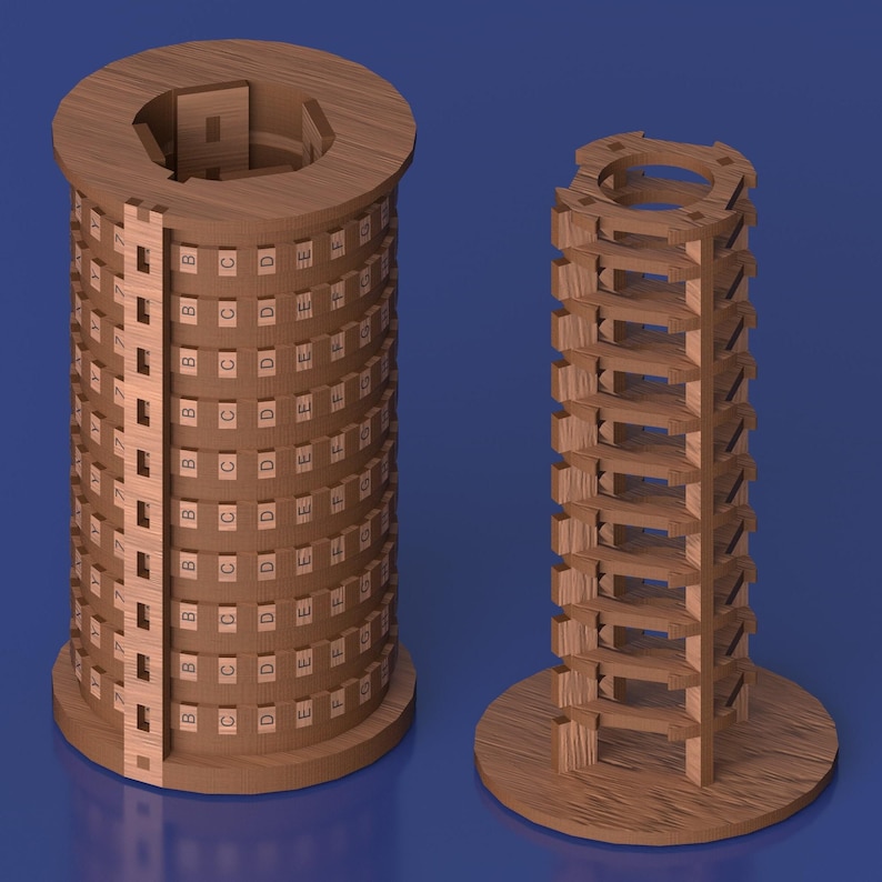 Cryptex Puzzle Box Laser Cut Files – Svg Dxf Cdr Pdf, CNC 3D Puzzle ...