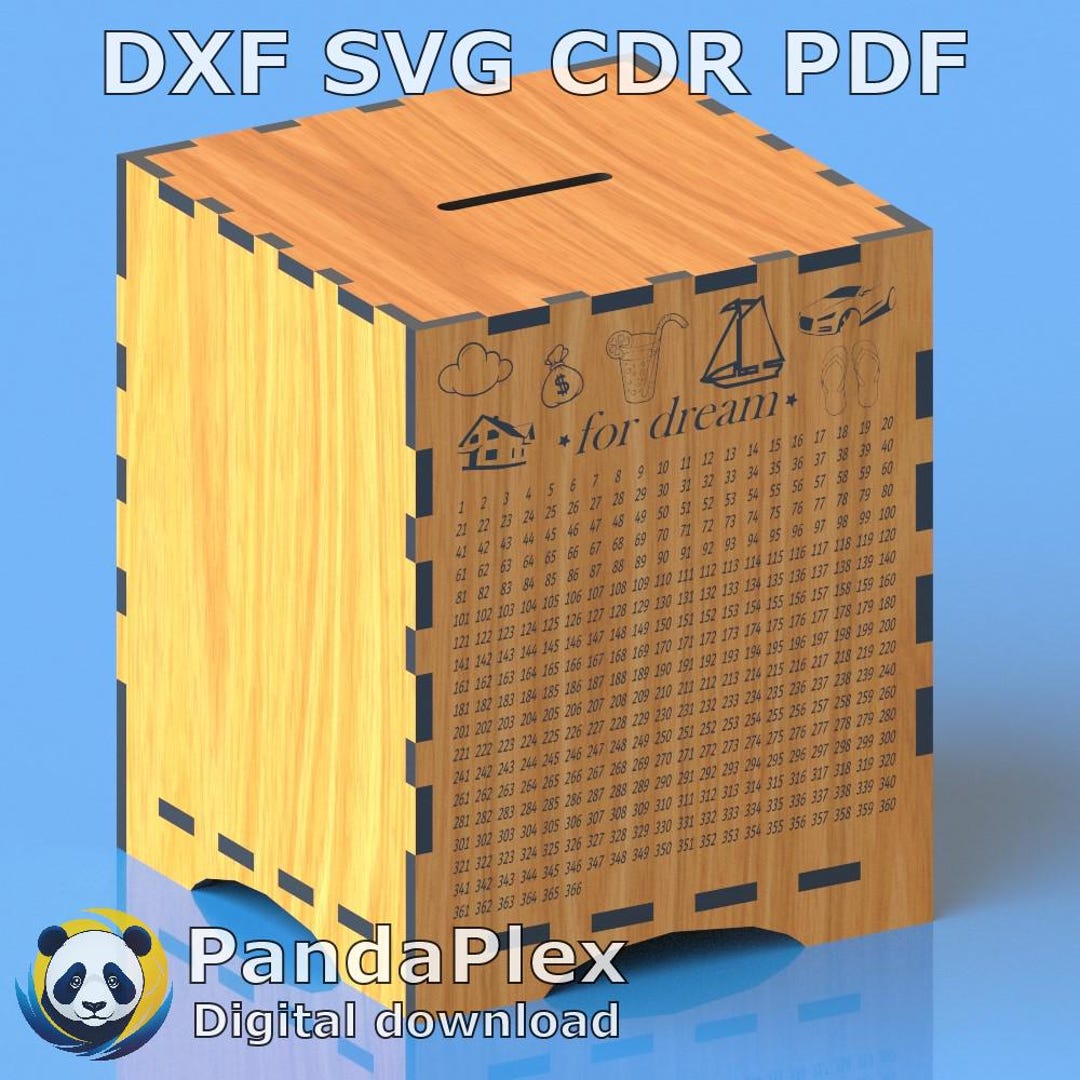 Money Box Laser Cut File – Puzzle Bank Svg Dxf, 3D Wood Box CNC Vector ...