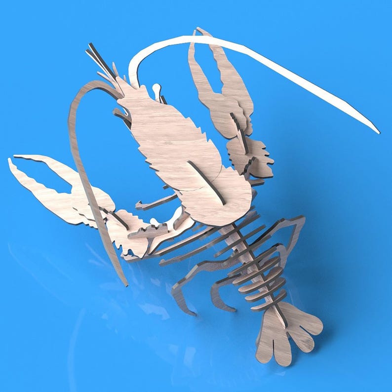 Lobster 3D Puzzle – Laser Cut File SVG DXF for CNC Glowforge | Wooden ...