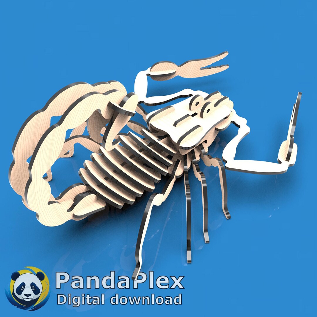 Scorpion 3D Puzzle Laser Cut Files – Insect SVG DXF Cdr Pdf for CNC ...