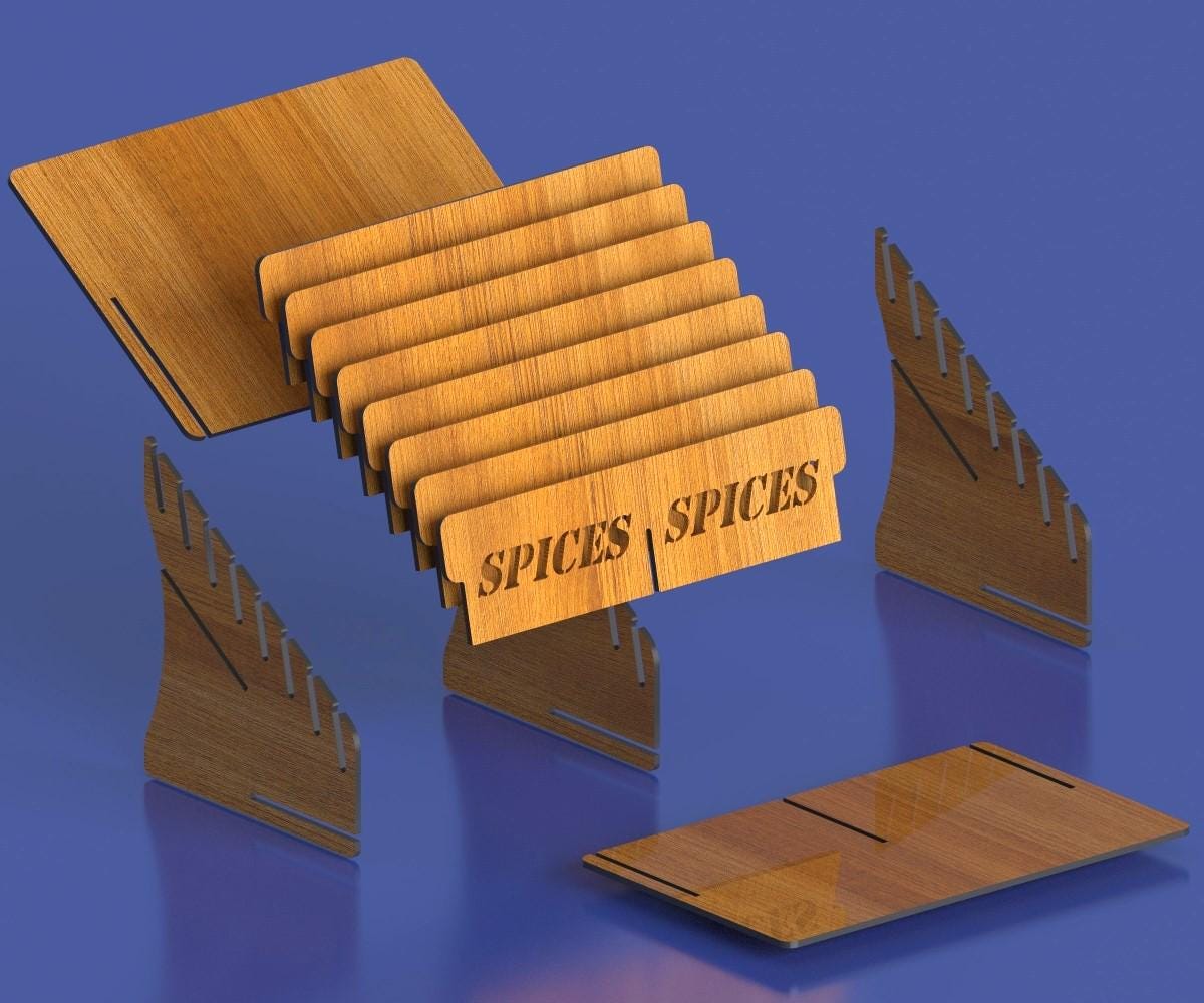 Spice Packet Organizer Laser Cut File – Kitchen Storage Box Svg Dxf Cdr ...