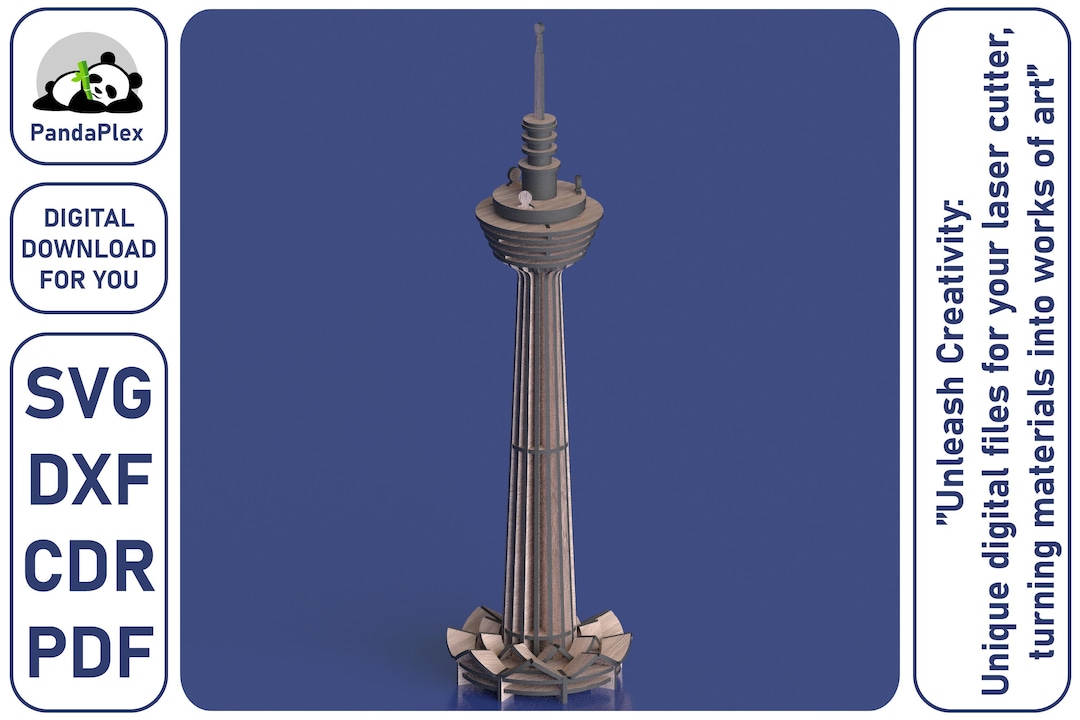 3D Puzzle Kuala Lumpur Tower, Laser Cut Files Svg Dxf Cdr Pdf, Vector ...