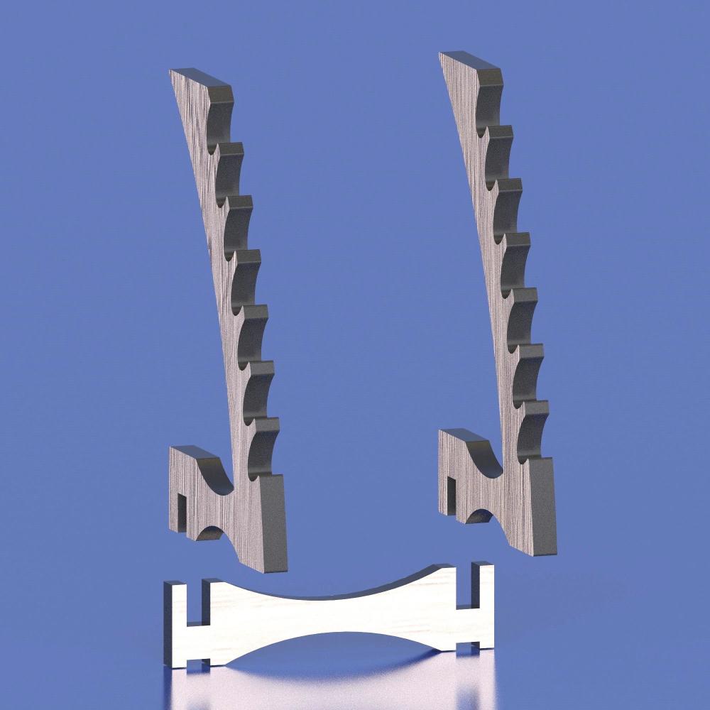 Brush Stand KATANA-KAKE – Laser Cut File, Wooden Organizer for Pens or Calligraphy Brushes, CNC ...