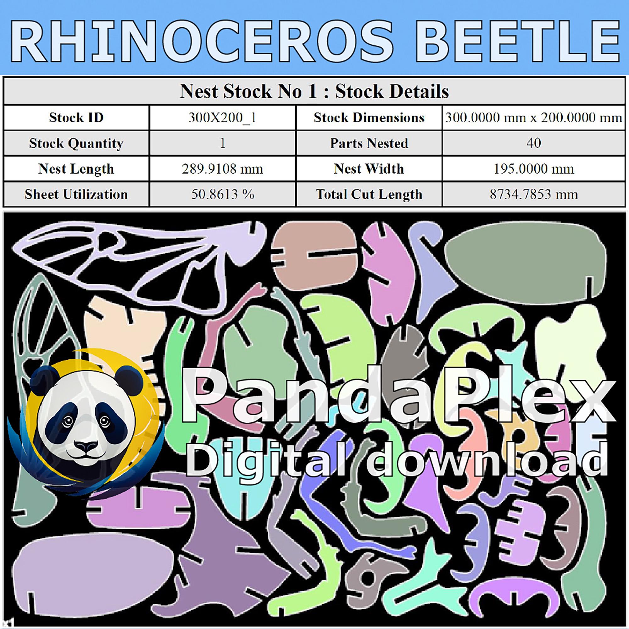 Rhinoceros Beetle 3D Puzzle SVG Laser Cut Files - Wooden Insect Puzzle ...