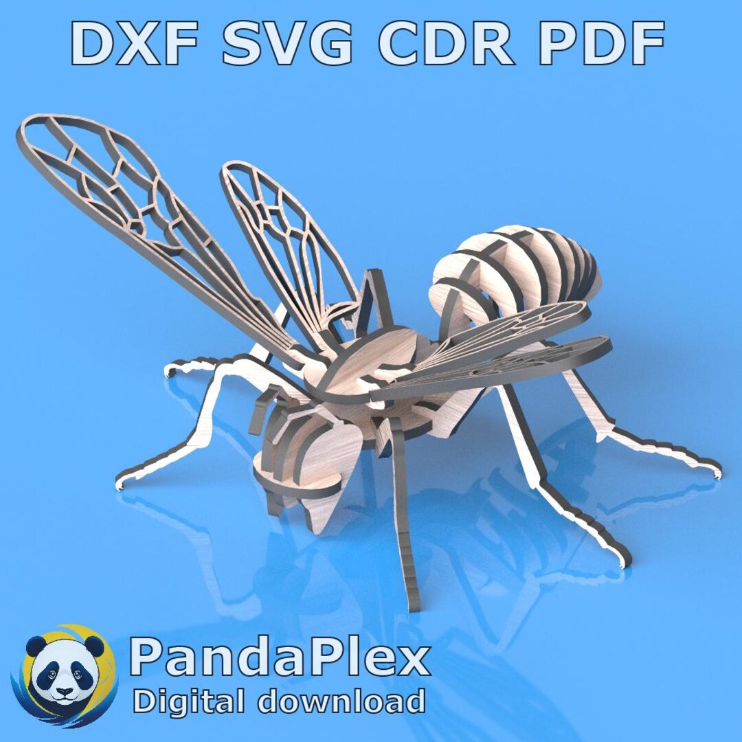 3D Small Bee Laser Cut Files Svg Dxf Cdr Pdf Vector Plans for Cnc Laser ...