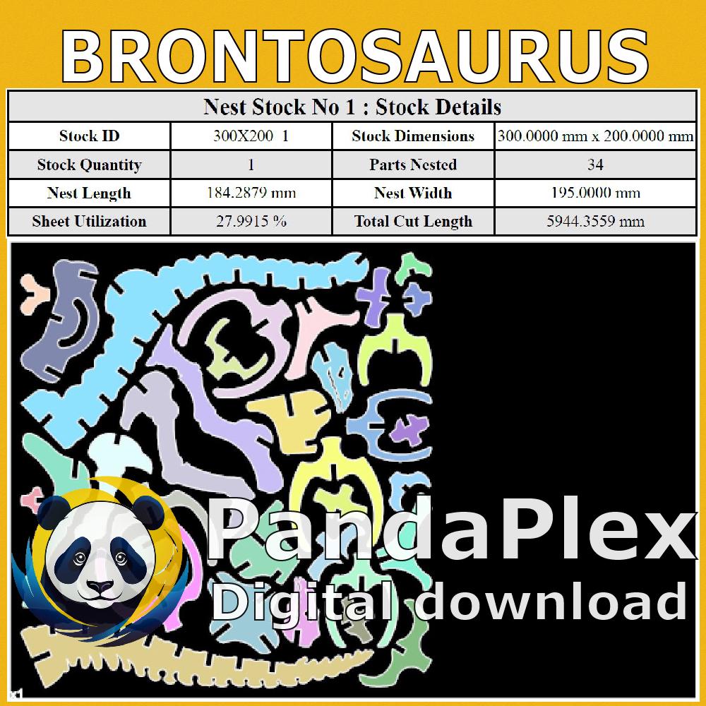 3D Brontosaurus Puzzle SVG | Laser Cut Dinosaur Model | 3mm CNC File ...