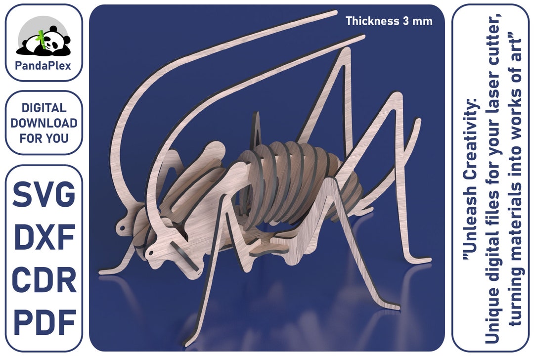 3D Cricket Laser Cut Digital Files, Vector Plan for CNC, Wood and Steel ...