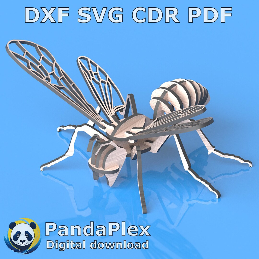 Small 3D Bee Puzzle – Laser Cut File DXF for CNC & Glowforge | Mini Bee ...