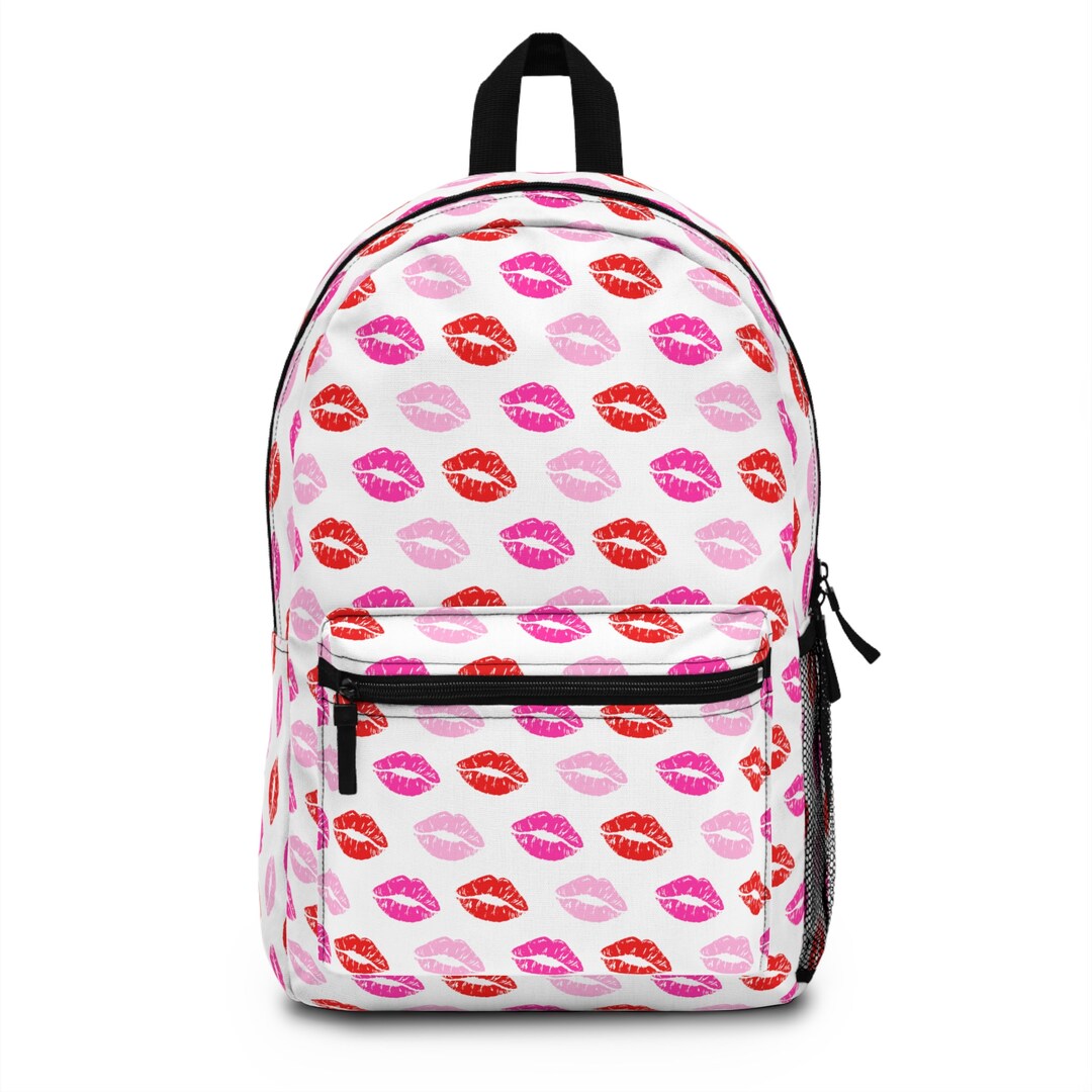 Kissy Lips Backpack, Soft Light Hot Pink Red Lipstick Bag, Girly Teen ...