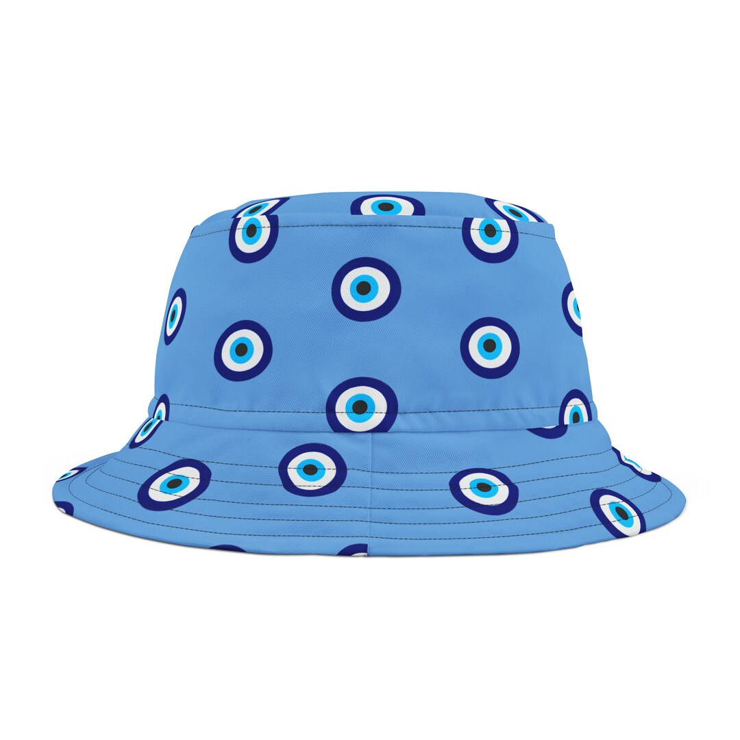 Baby Blue Evil Eye Bucket Hat | Summer Bucket Hat | Trendy Affirmation ...