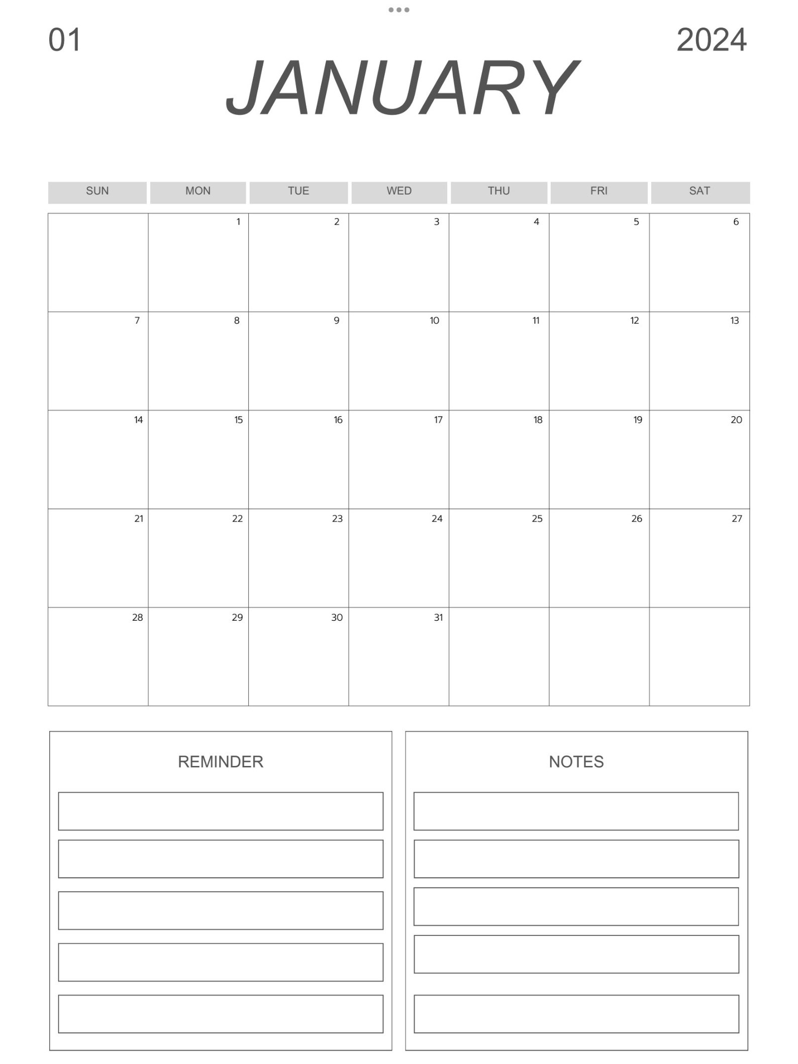 2024 Monthly Digital Planner | Printable Calendar | Minimal Design ...