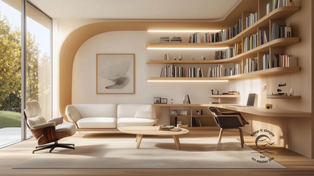 Minimalist Home Office Zoom Background: Bookshelf Virtual Backdrop ...