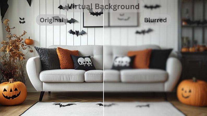 Chic Halloween Zoom Background, Stylish Living Room Meeting, Home ...