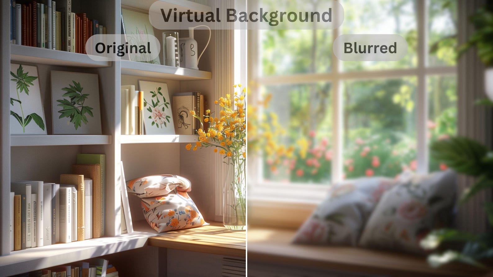 Cozy Reading Nook Virtual Background for Zoom, MS Teams, Webex, Skype ...