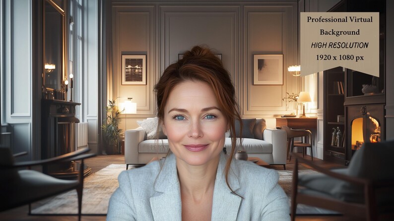 Zoom Background, Living Room Meeting Decor, Home Office Virtual ...