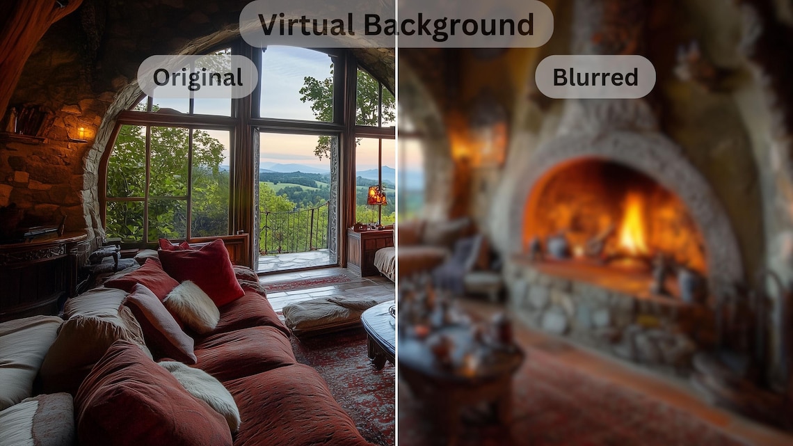 Cozy Castle Zoom Background, Rustic Living Room Meeting, Home Office ...