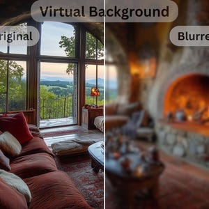 Cozy Castle Zoom Background, Rustic Living Room Meeting, Home Office ...