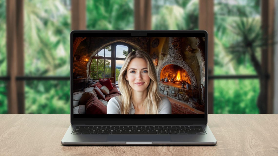 Cozy Castle Zoom Background, Rustic Living Room Meeting, Home Office ...