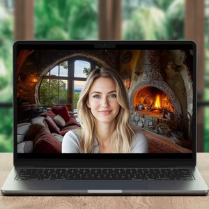 Cozy Castle Zoom Background, Rustic Living Room Meeting, Home Office ...