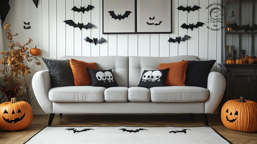 Chic Halloween Zoom Background, Stylish Living Room Meeting, Home ...