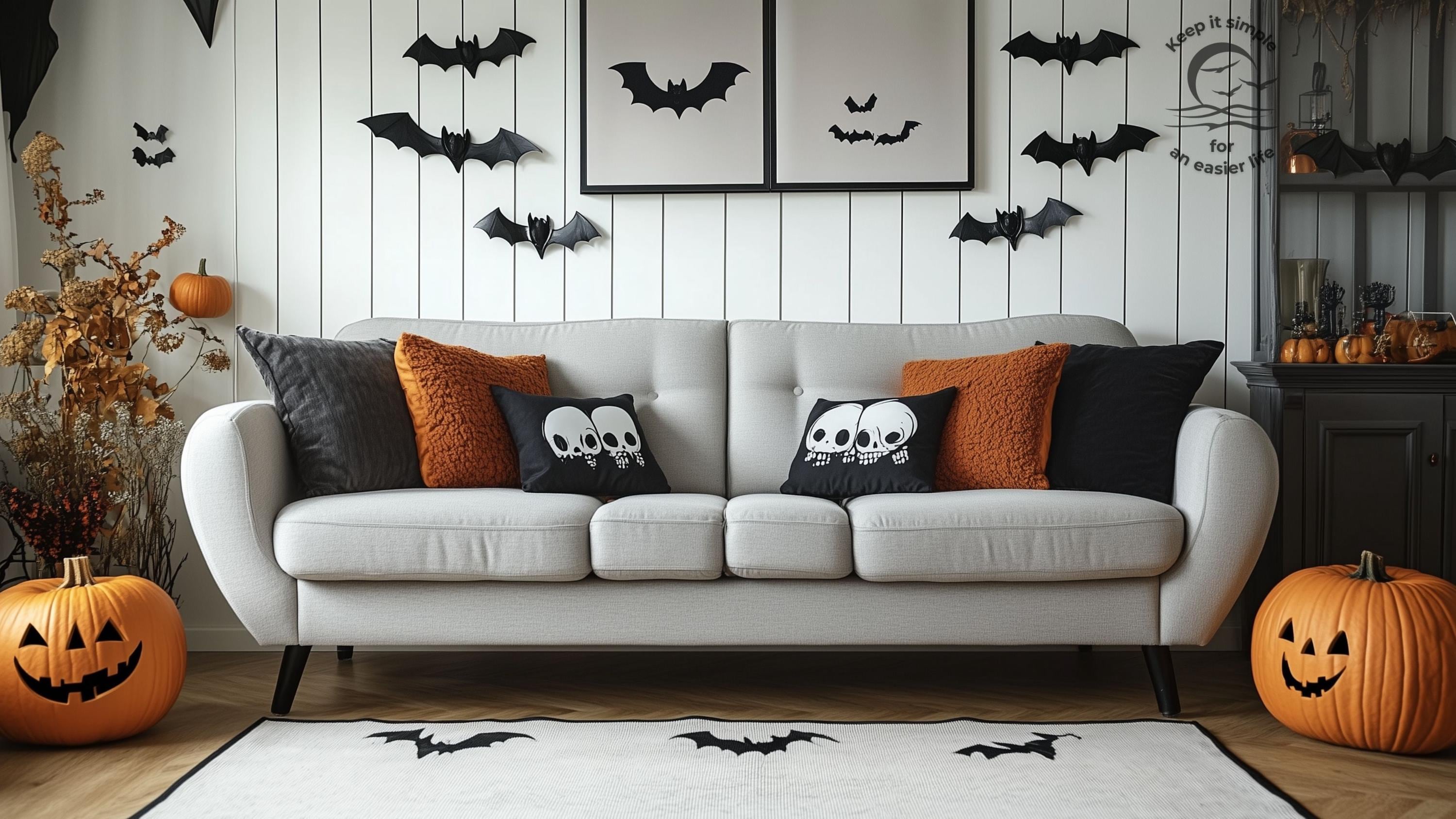 Chic Halloween Zoom Background, Stylish Living Room Meeting, Home ...