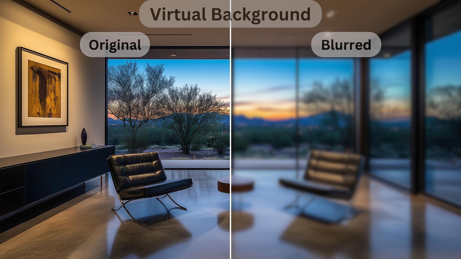 Elegant Zoom Background, Sunset Desert View, Home Office Virtual ...